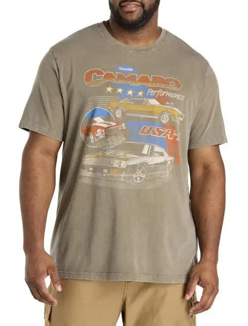 Lucky Brand Big & Tall Camaro Montage Graphic Tee - Stone Grey