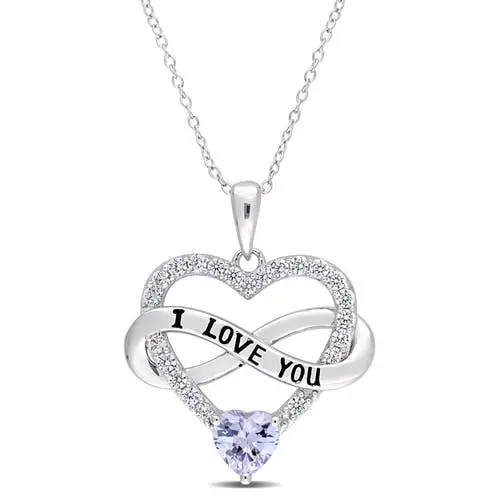 JULIANNA B. Infinity Heart Zirconia Pendant Necklace - Light Purple Cz