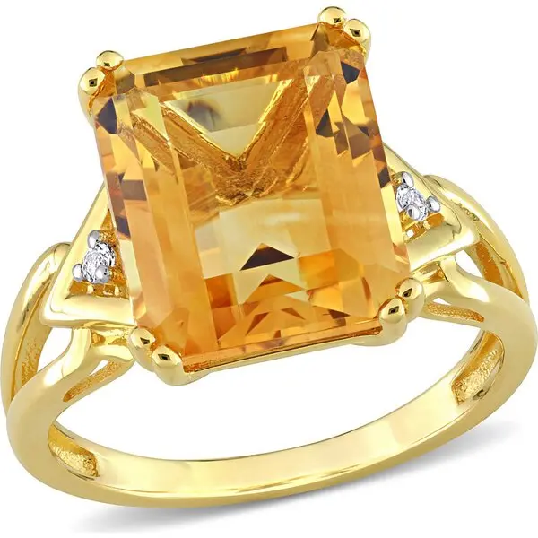JULIANNA B. Gemstone And White Topaz Cocktail Ring - Citrine/yellow-plated