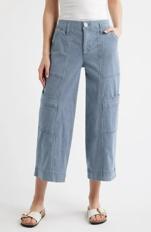Wit & Wisdom Skyrise Cotton Crop Wide Leg Utility Pants - Blue