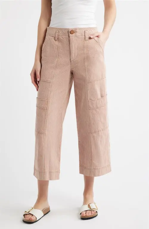 Wit & Wisdom Skyrise Cotton Crop Wide Leg Utility Pants - Coffee