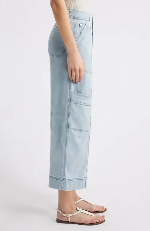 Wit & Wisdom Skyrise Cotton Crop Wide Leg Utility Pants - Light Blue