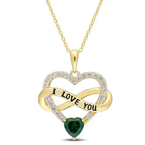 JULIANNA B. Infinity Heart Pendant Necklace - Green Cz