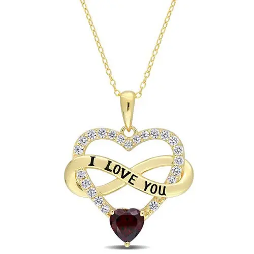 JULIANNA B. Infinity Heart Pendant Necklace - Red Cz