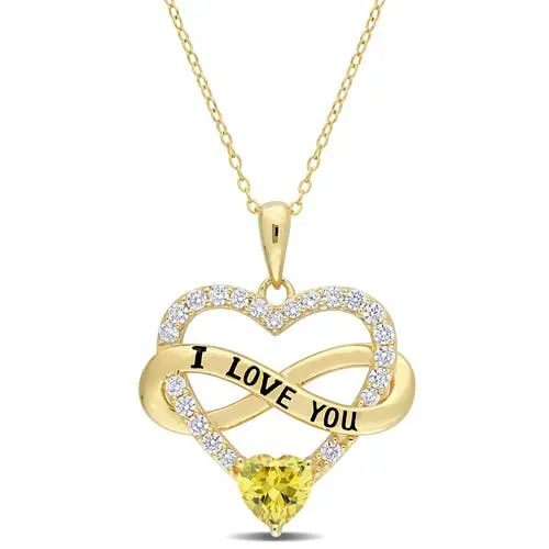 JULIANNA B. Infinity Heart Pendant Necklace - Yellow Cz