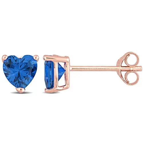 JULIANNA B. Heart Stud Earrings - Blue Cz