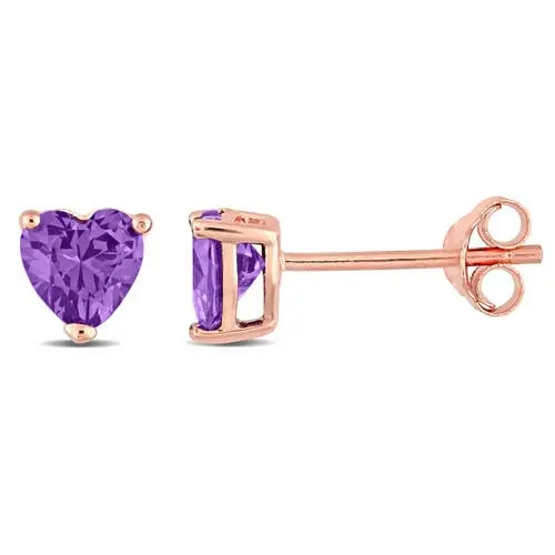 JULIANNA B. Heart Stud Earrings - Purple Cz