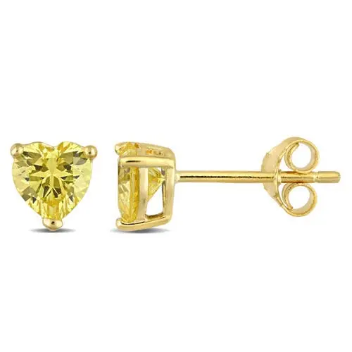 JULIANNA B. Heart Stud Earrings - Yellow Cz/yellow-plated