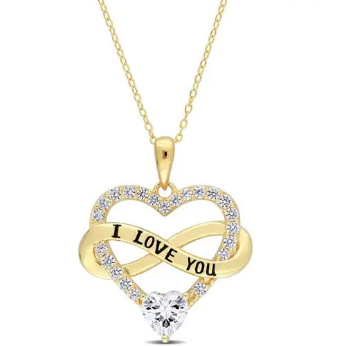 JULIANNA B. Cubic Zirconia Infinity Heart Necklace - Yellow-plated
