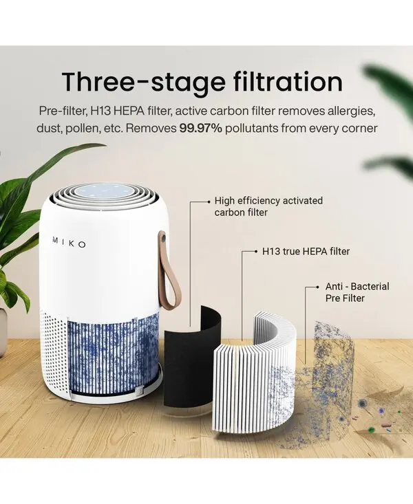 MIKO Hepa Smart Air Purifier Up To 770 Sqft App Controlled - White