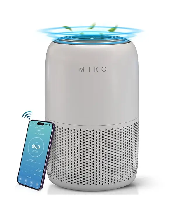 MIKO Hepa App Controlled Smart Air Purifier Up To 770 Sqft - Grey