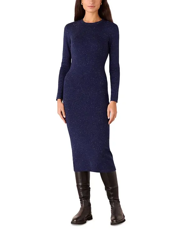Whistles Annie Sparkle Knit Midi Dress - Navy