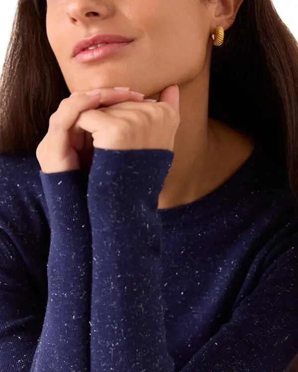 Whistles Annie Sparkle Knit Midi Dress - Navy