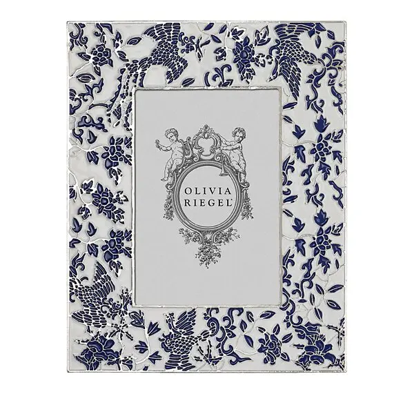 OLIVIA RIEGEL Blue & White Imperial Phoenix Frame, 5 X 7 - Silver