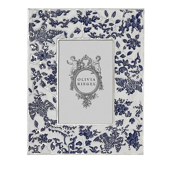 OLIVIA RIEGEL Blue & White Imperial Phoenix Frame, 4 X 6 - Silver