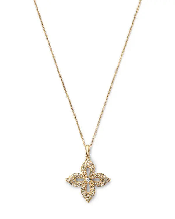 Bloomingdale'S Diamond Flower Pendant Necklace - Gold