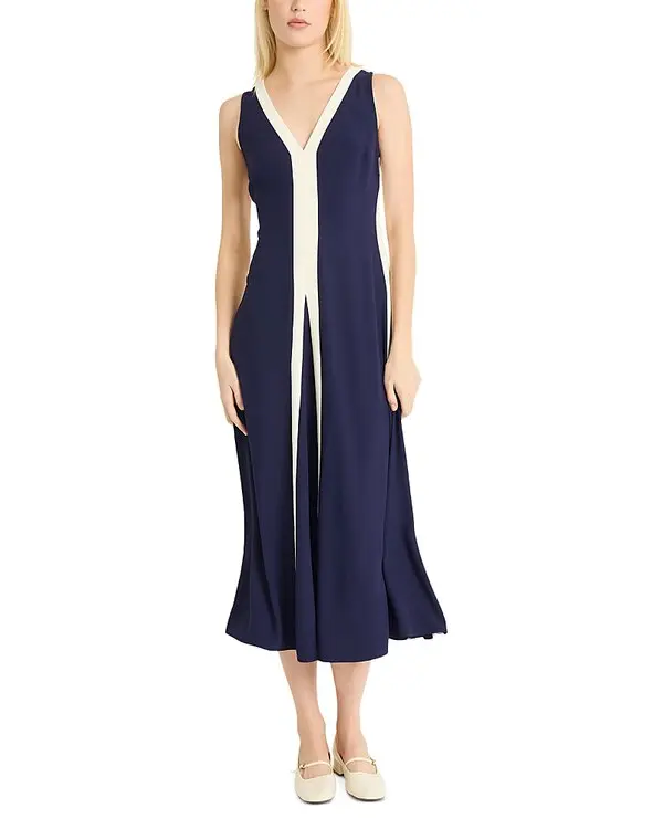 LUXELY Color Blocked Knit Dress - Evening Blue/ White