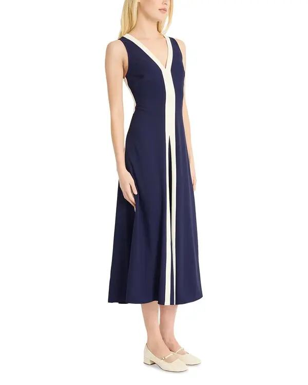 LUXELY Color Blocked Knit Dress - Evening Blue/ White