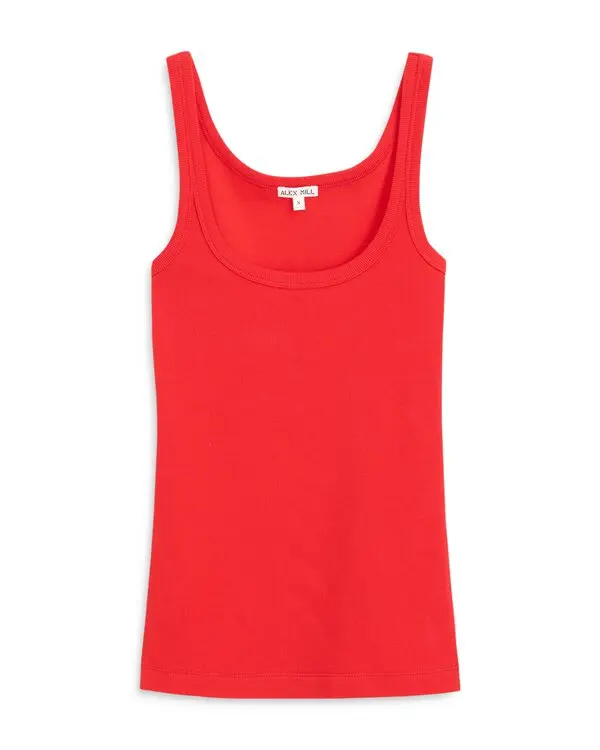 ALEX MILL Mckenna Slim Fit Ribbed Tank - Scarlet