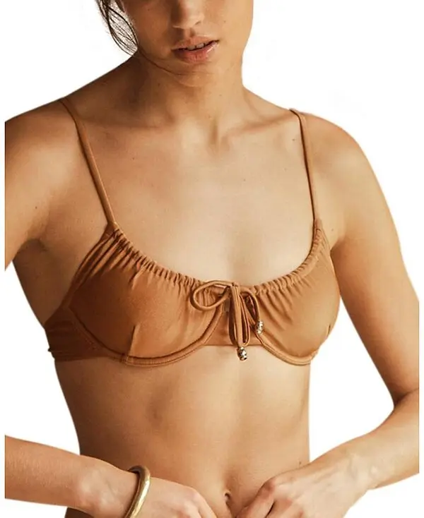 AUR OCEA Cammello Gathered Bikini Top - Caramel
