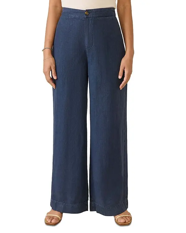 Faherty Brand Sun Strider Wide Leg Linen Pants - Deep Sea Navy