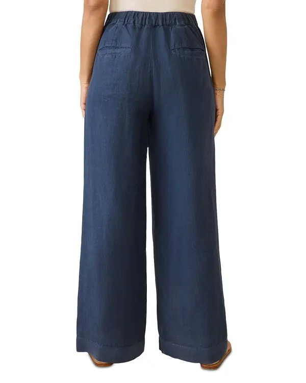Faherty Brand Sun Strider Wide Leg Linen Pants - Deep Sea Navy