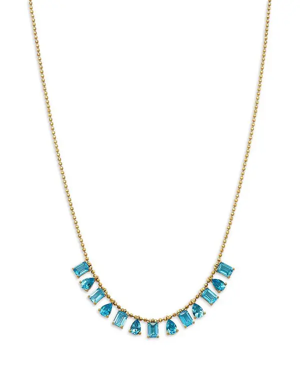 Bloomingdale'S Swiss Blue Topaz And 14k Yellow Gold Necklace - Blue/gold