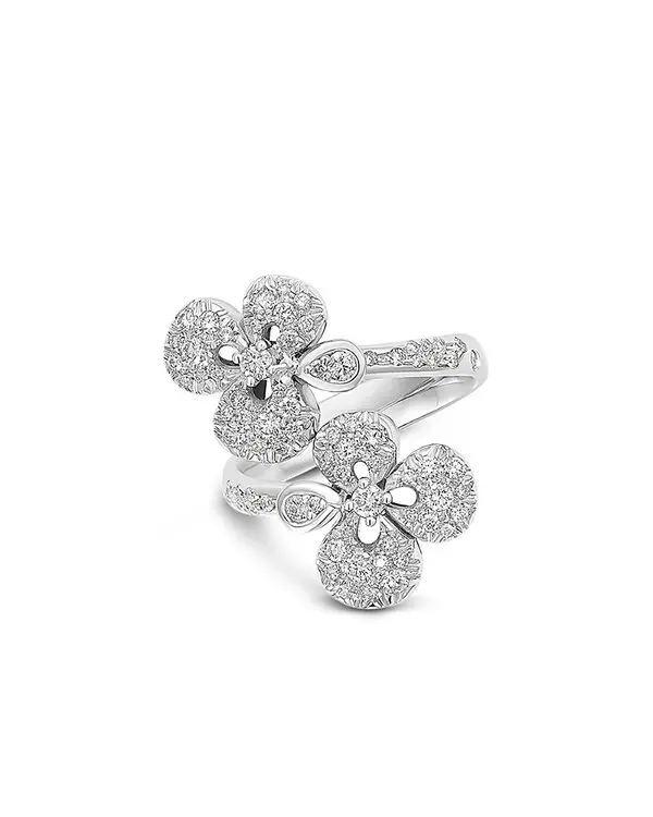 Miseno 18k Gold Diamond Flower Bypass Ring - White