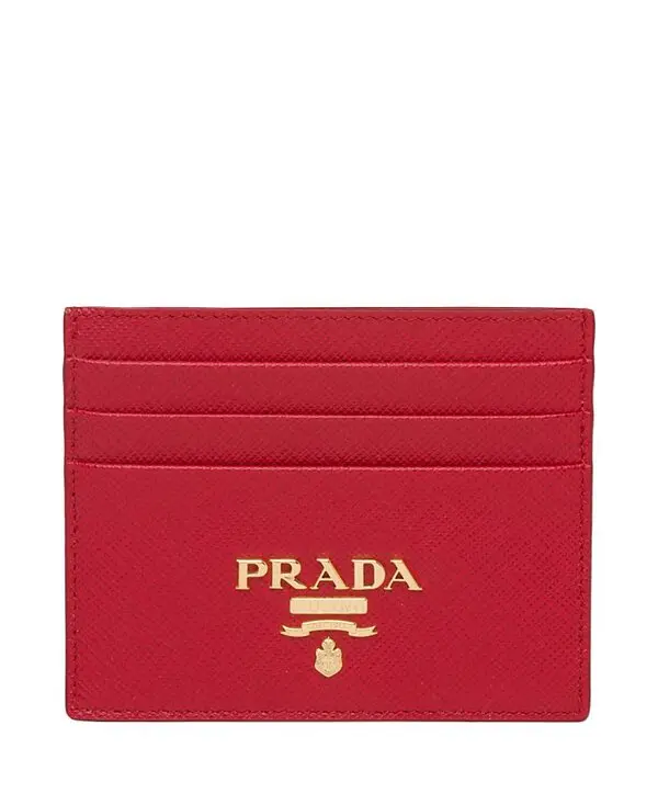 Prada Saffiano Leather Card Holder - Red