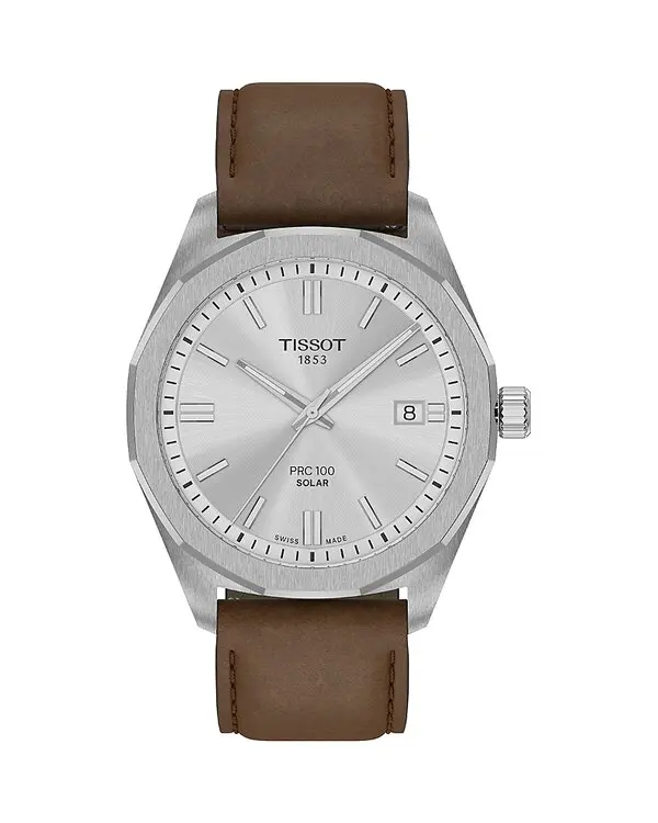 TISSOT Prc100 Solar Watch, 39mm - Silver/brown