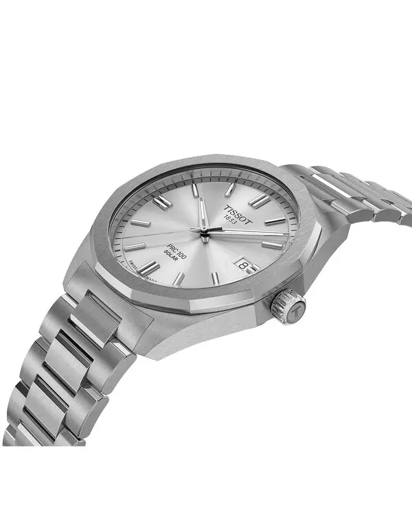 TISSOT Prc100 Solar 39mm Watch - Silver/silver