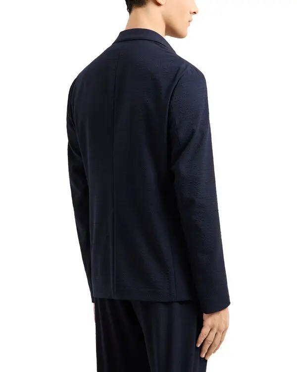 Emporio Armani Regular Fit Seeksucker Single Breasted Blazer