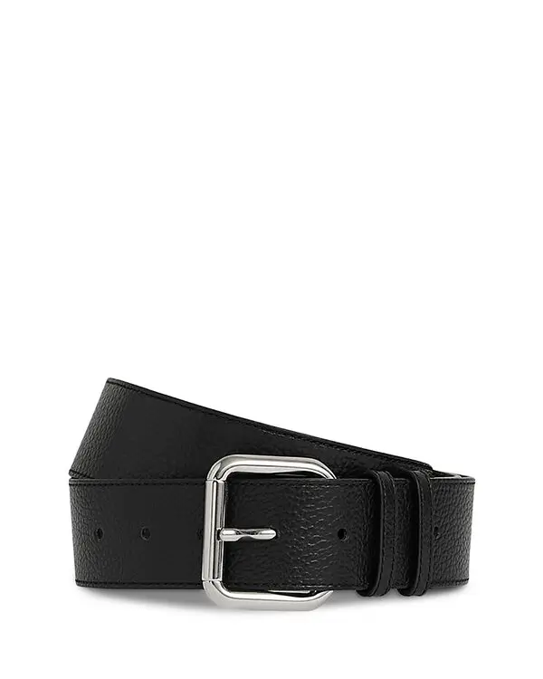 REISS Robyn Roller Buckle Leather Belt - Black