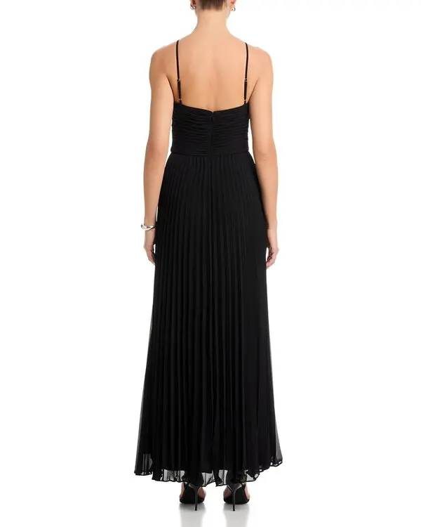 Aqua V-neck Chiffon Dress - Black