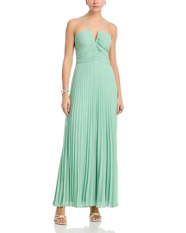 Aqua V-neck Chiffon Dress Exclusive - Sage