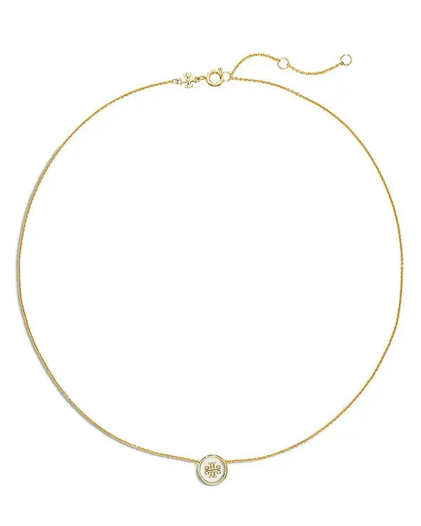 Tory Burch Kira Double T Circle Pendant Necklace - Gold