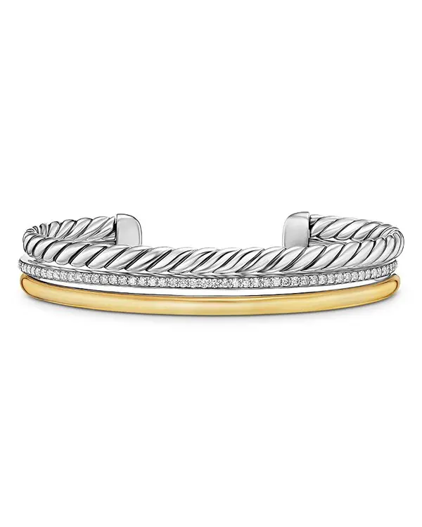 David Yurman Dy Mercer Three Row Cuff - Silver/gold