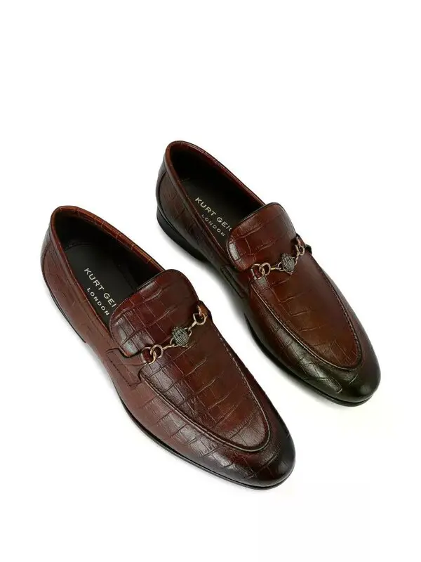 Kurt Geiger Alton Croc-Embossed Loafers - Brown | Editorialist display picture 3