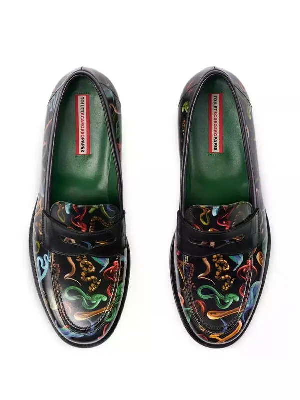 SCAROSSO Graphic-print Loafers - Black