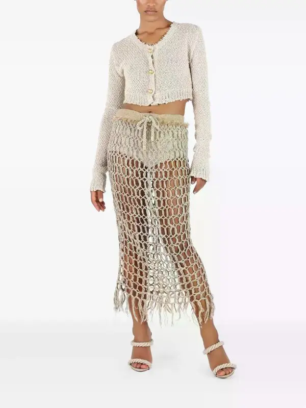 Roberto Cavalli Crochet-knit Midi Skirt