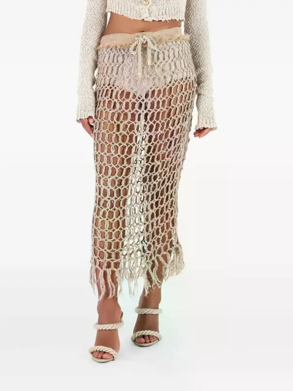 Roberto Cavalli Crochet-knit Midi Skirt