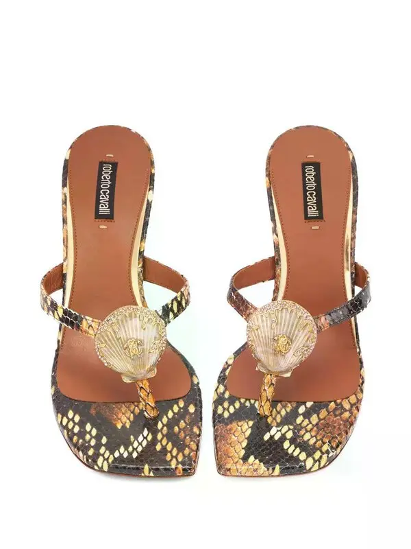 Roberto Cavalli Snake-print Heeled Sandals