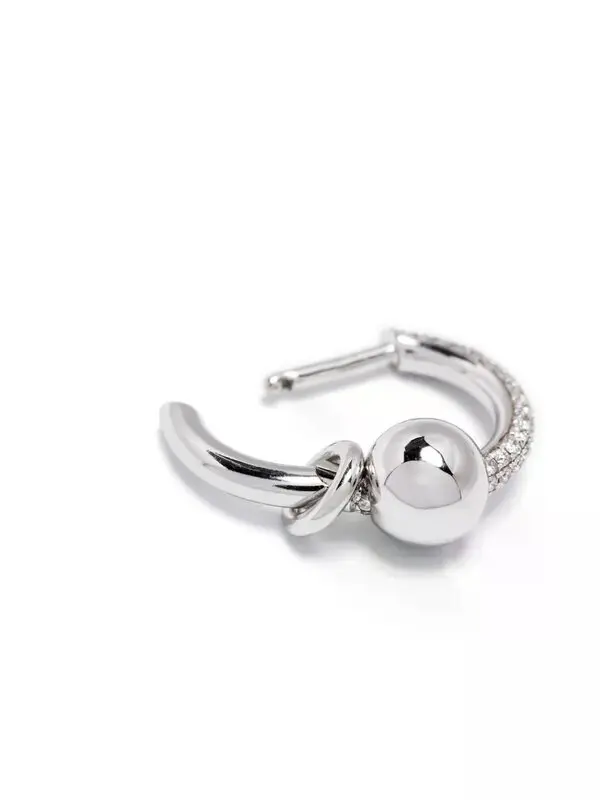 RAINBOW K 14k White Gold Diamond Huggie Earring