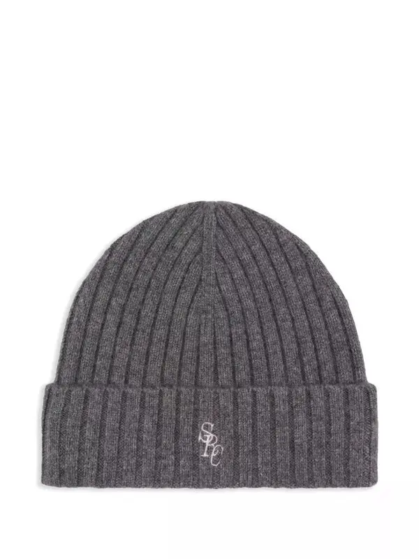 SPORTY & RICH Ribbed-knit Beanie - Grey