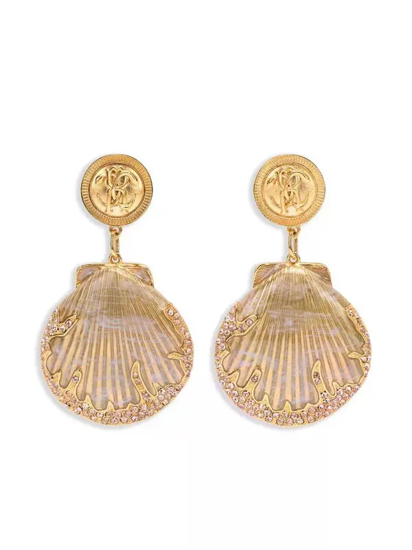 Roberto Cavalli Shell Drop Earrings - Gold