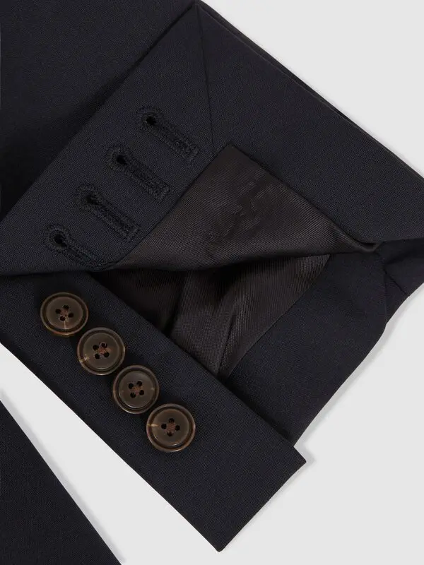 REISS Promise Tailored Fit Wool-blend Single-breasted Suit Blazer - Navy