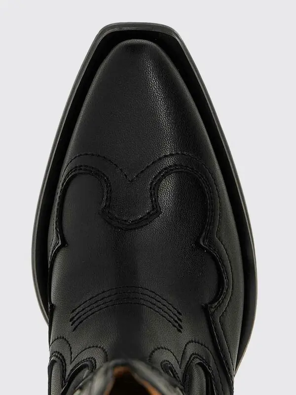 GANNI Embroidered Leather Boots - Black