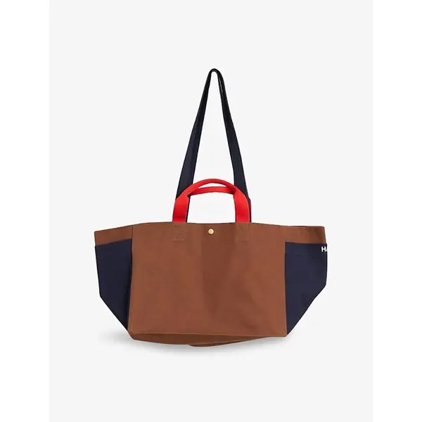 HAY Small Weekend Color-block Cotton-canvas Tote Bag - Brown Multi