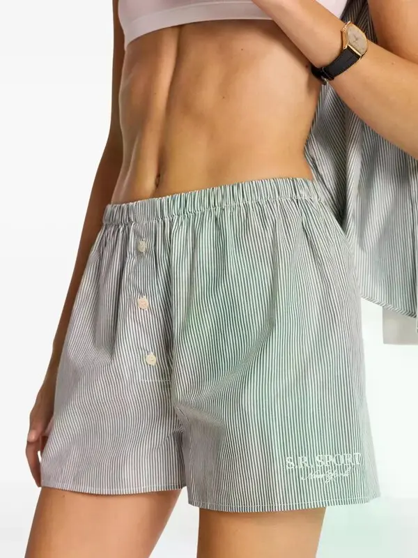 SPORTY & RICH Striped Lounge Shorts - Green