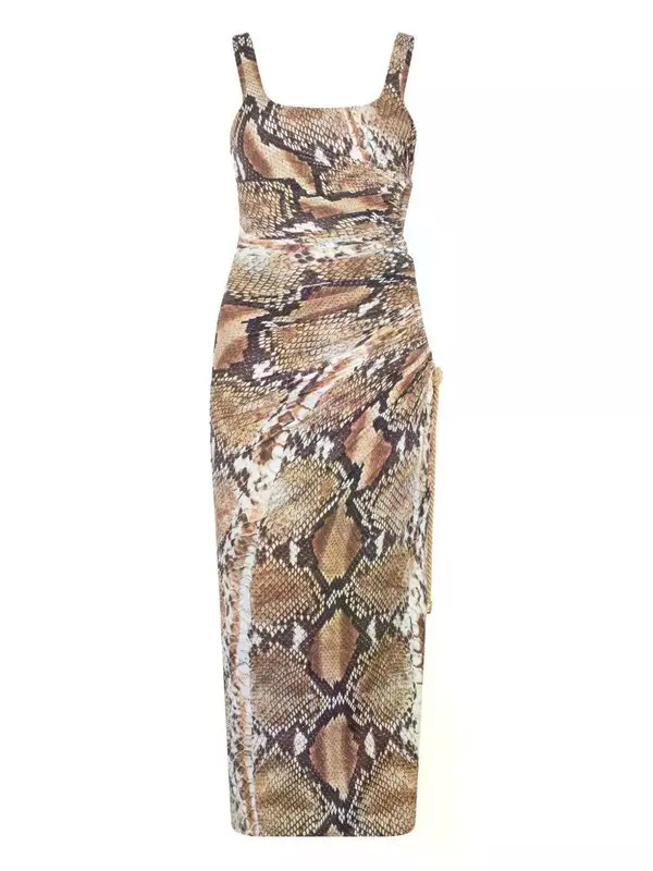 Roberto Cavalli Python-print Midi Dress